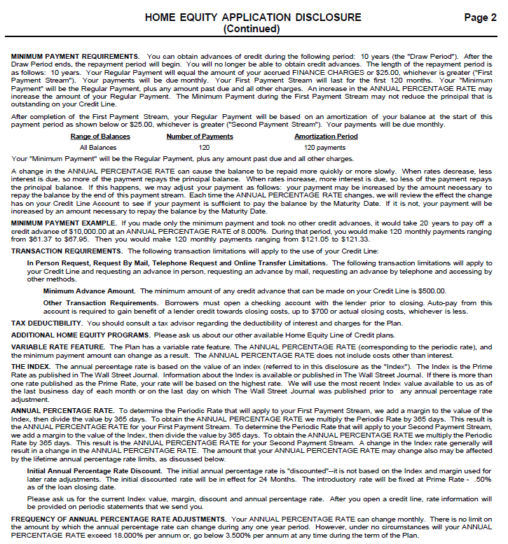 HELOC Important Terms